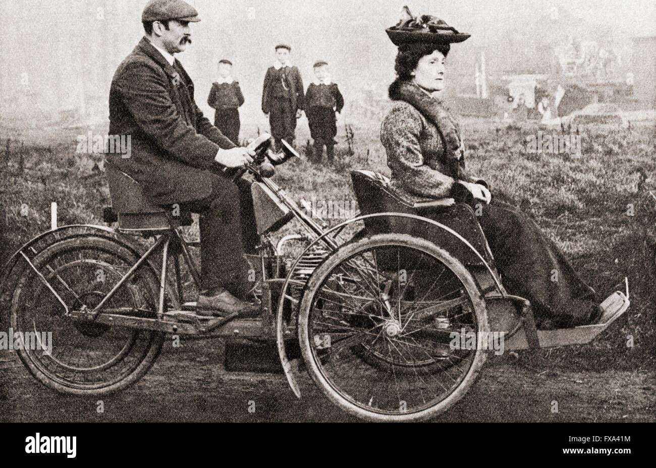 A Combination bicycle which carried the passenger in front and slightly ...
