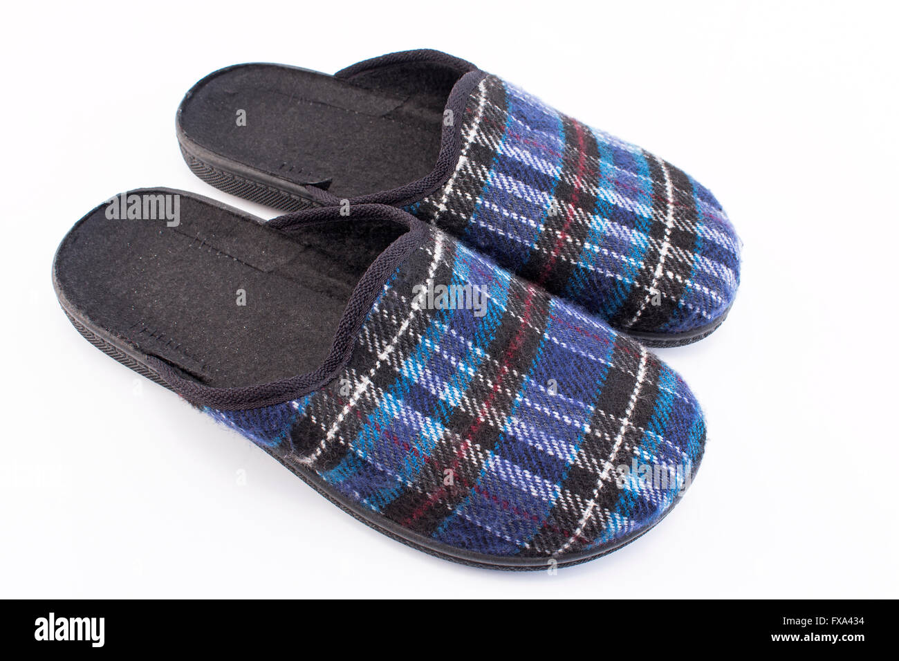 Blue slippers isolated on white Stock Photo - Alamy