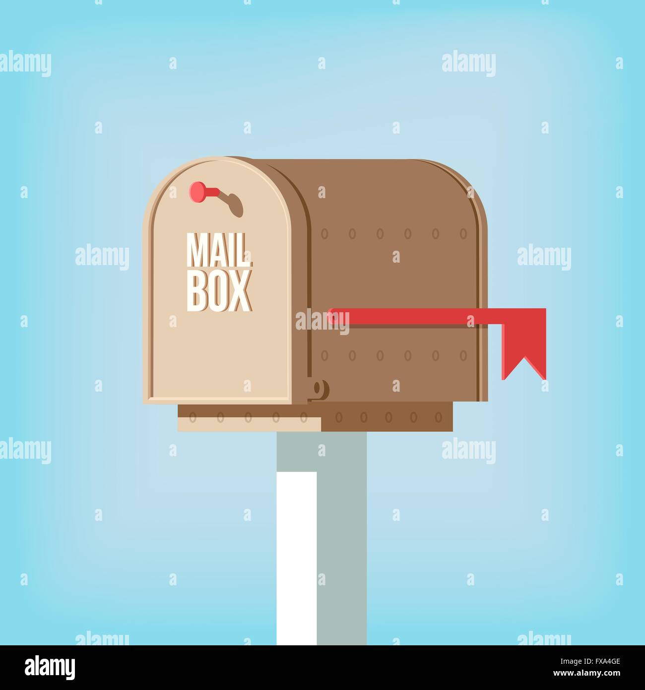 Mail postbox on pole with red flag Stock Vector Image & Art - Alamy