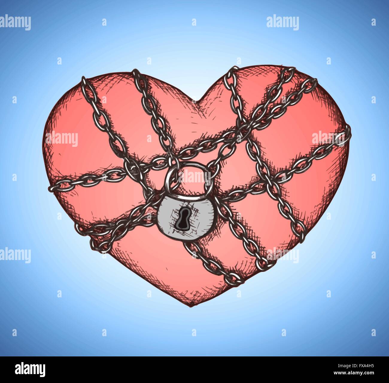 Locked heart with chains emblem Stock Vector Image & Art - Alamy