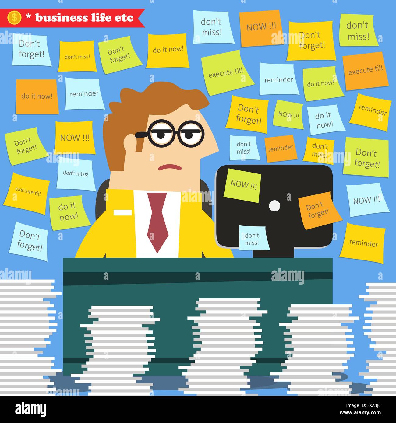 Hard work in progress, paperwork piles around Stock Vector Image & Art ...