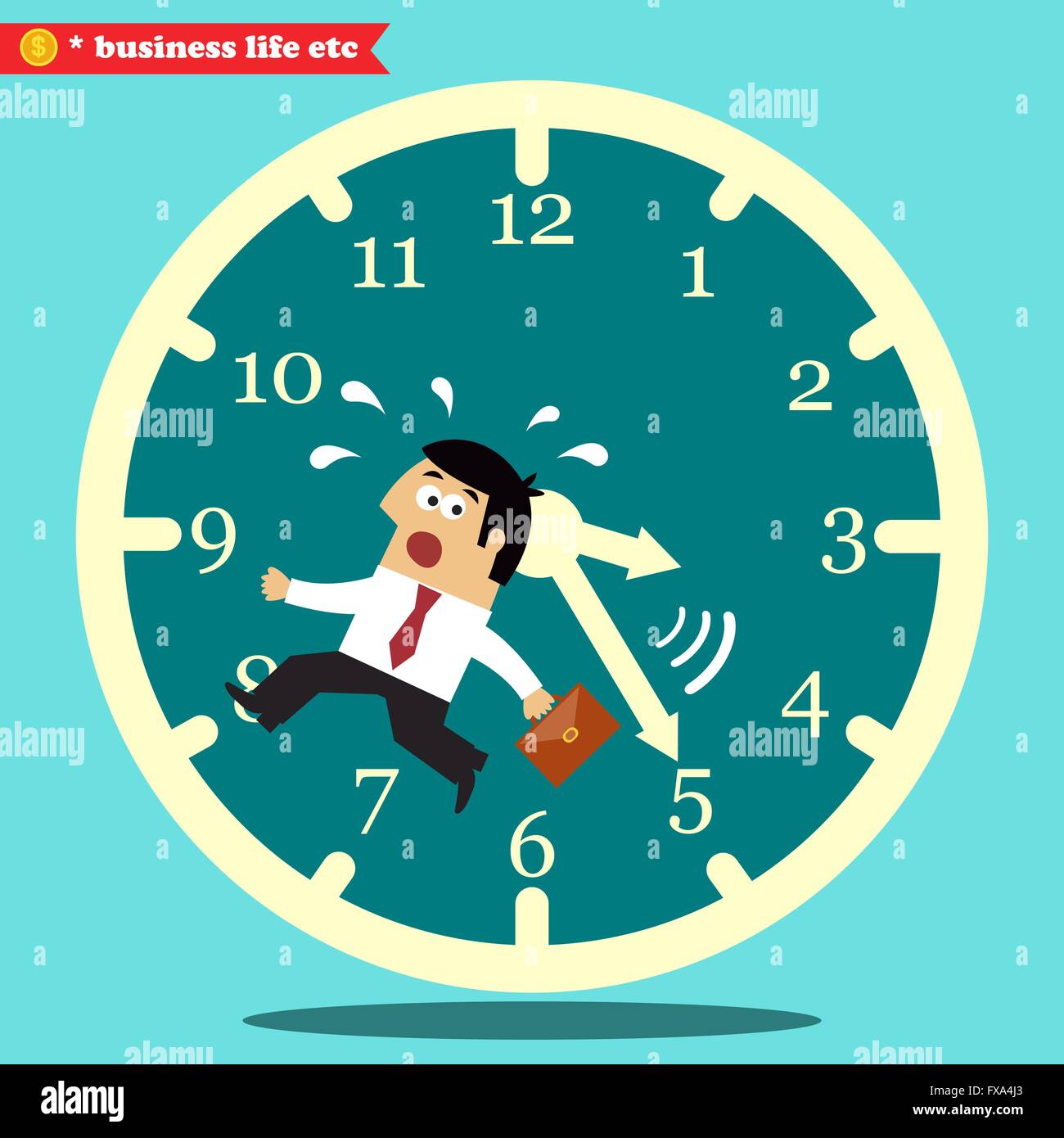 Worried executive running against the time Stock Vector Image & Art - Alamy