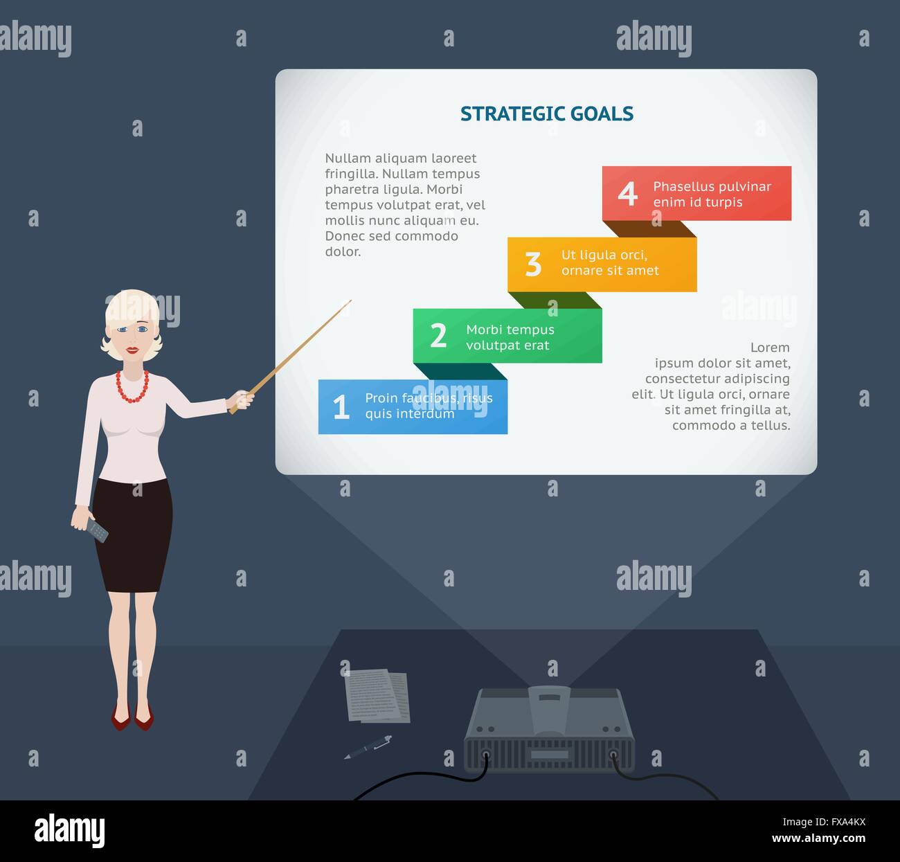 Business presentation woman projector Stock Vector Images - Alamy
