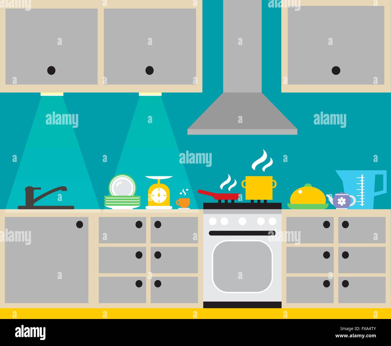 Kitchen interior poster Stock Vector Image & Art - Alamy