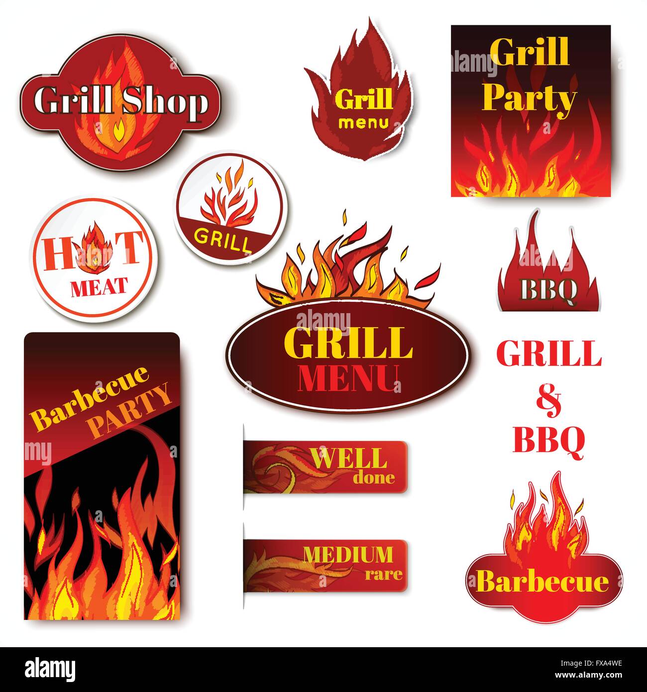 Fire label grill Stock Vector Image & Art - Alamy