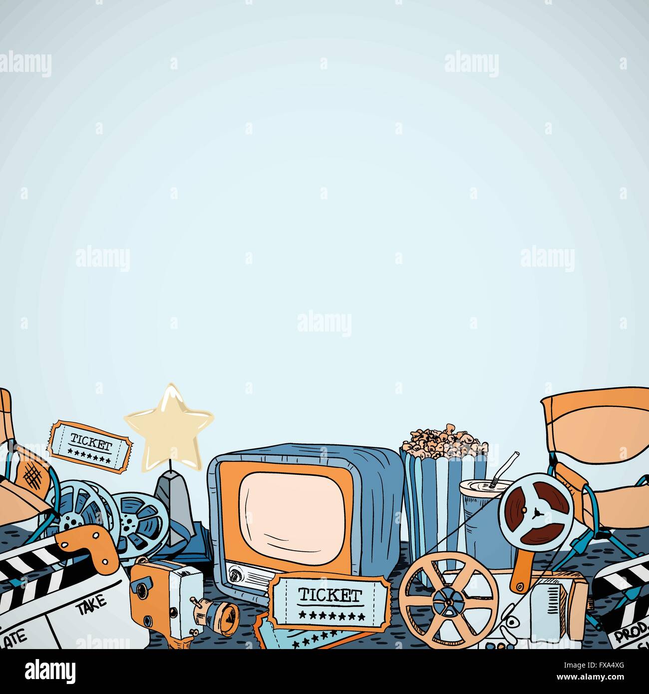 Cinema sketch seamless border Stock Vector Image & Art - Alamy