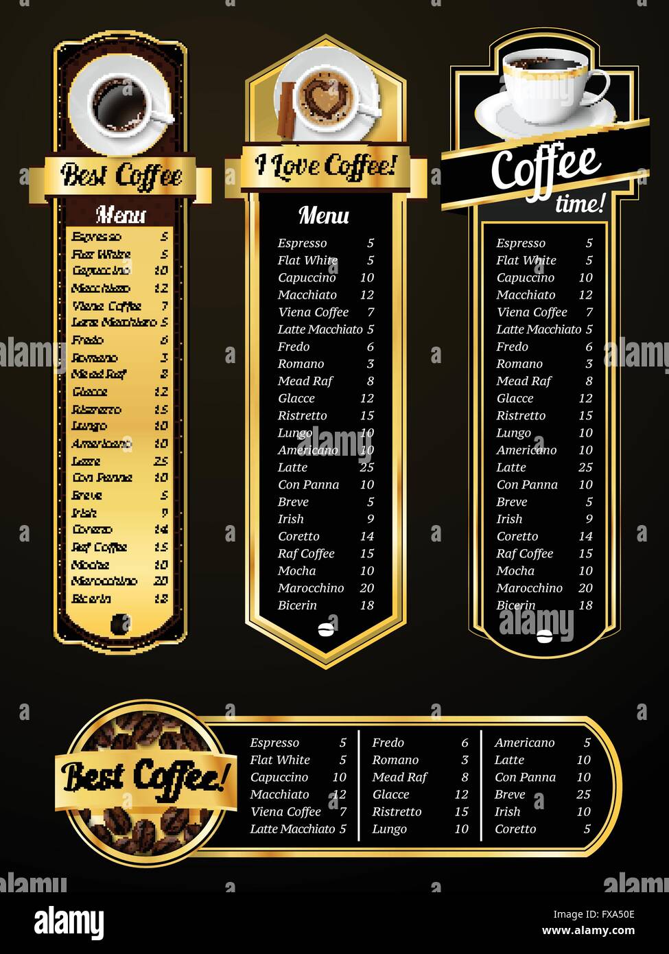 coffee-menu-templates-stock-vector-image-art-alamy