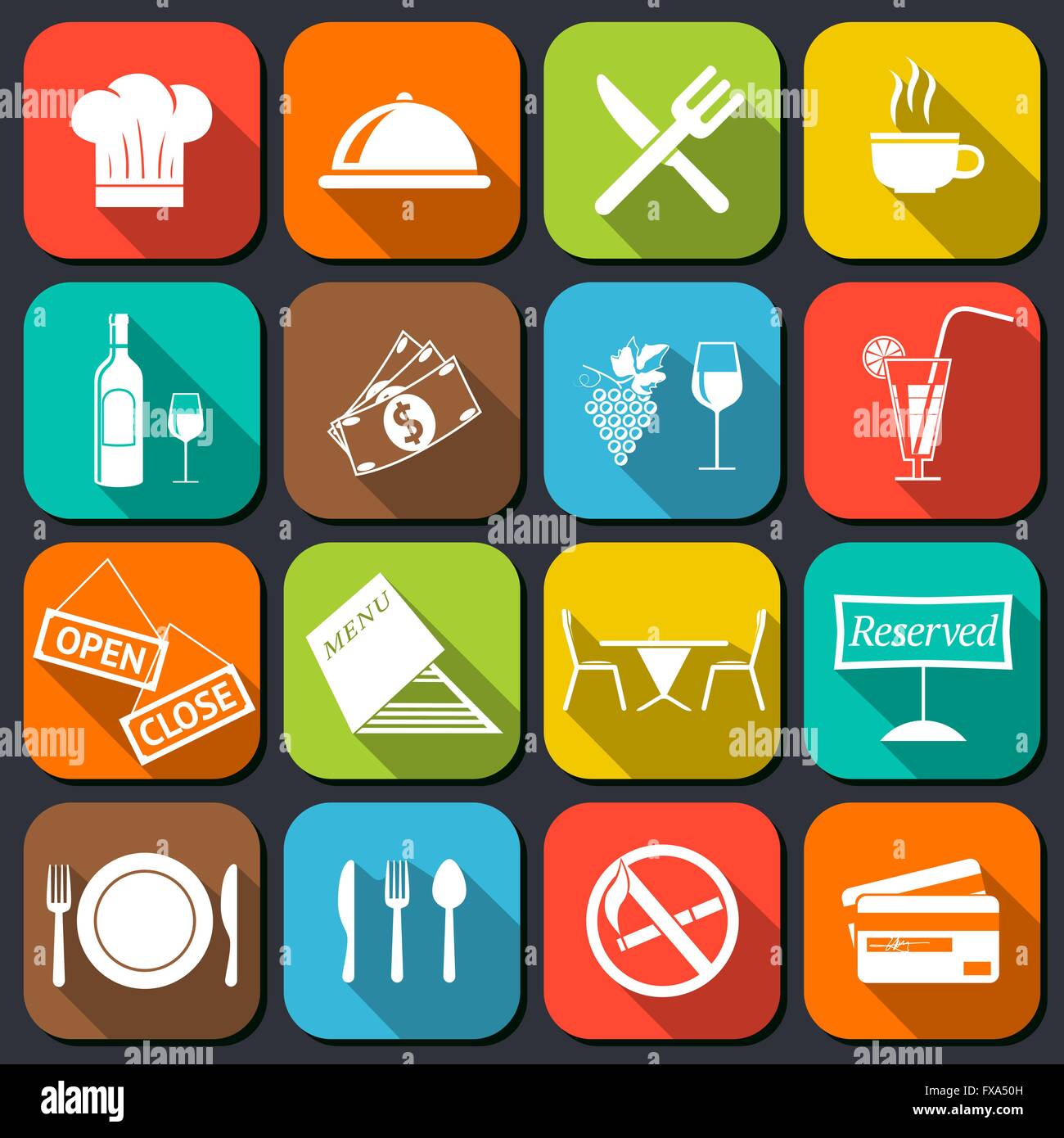 Restaurant Food Icons Flat Stock Vector Image & Art - Alamy