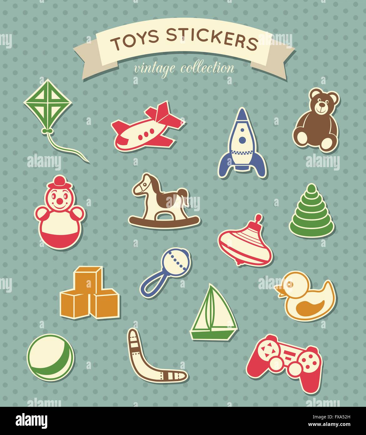 Toys stickers vintage collection Stock Vector Image & Art - Alamy