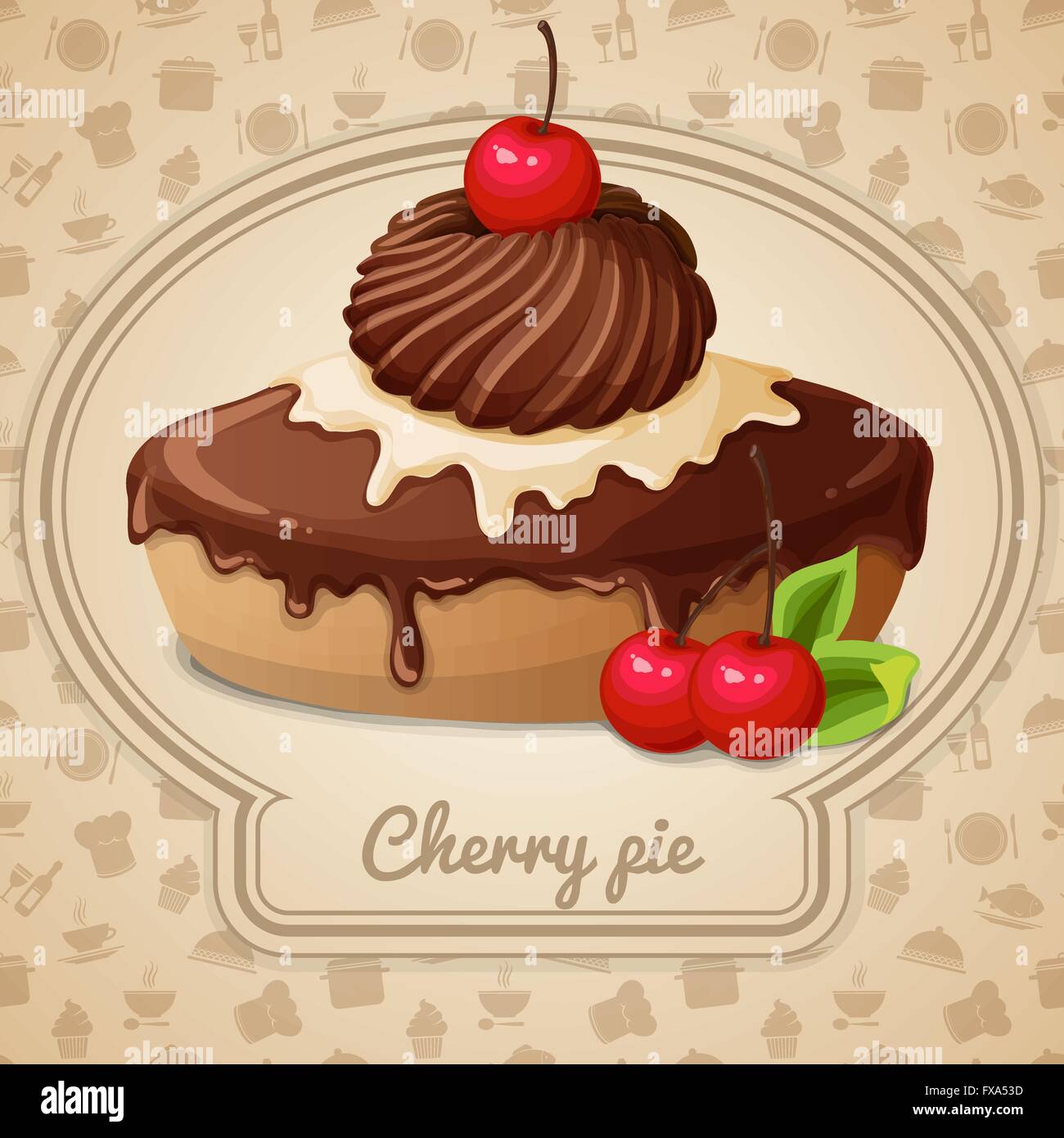 Cherry pie emblem Stock Vector Image & Art - Alamy