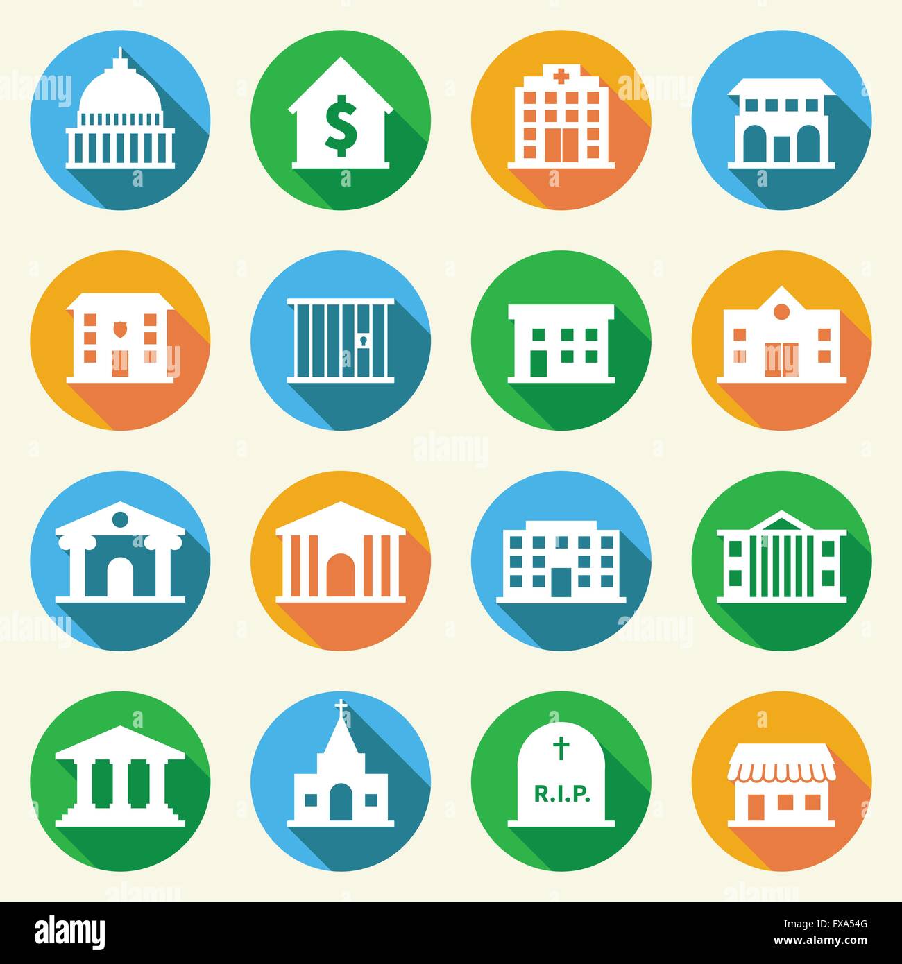 Government Buildings Icons Flat Stock Vector Image & Art - Alamy