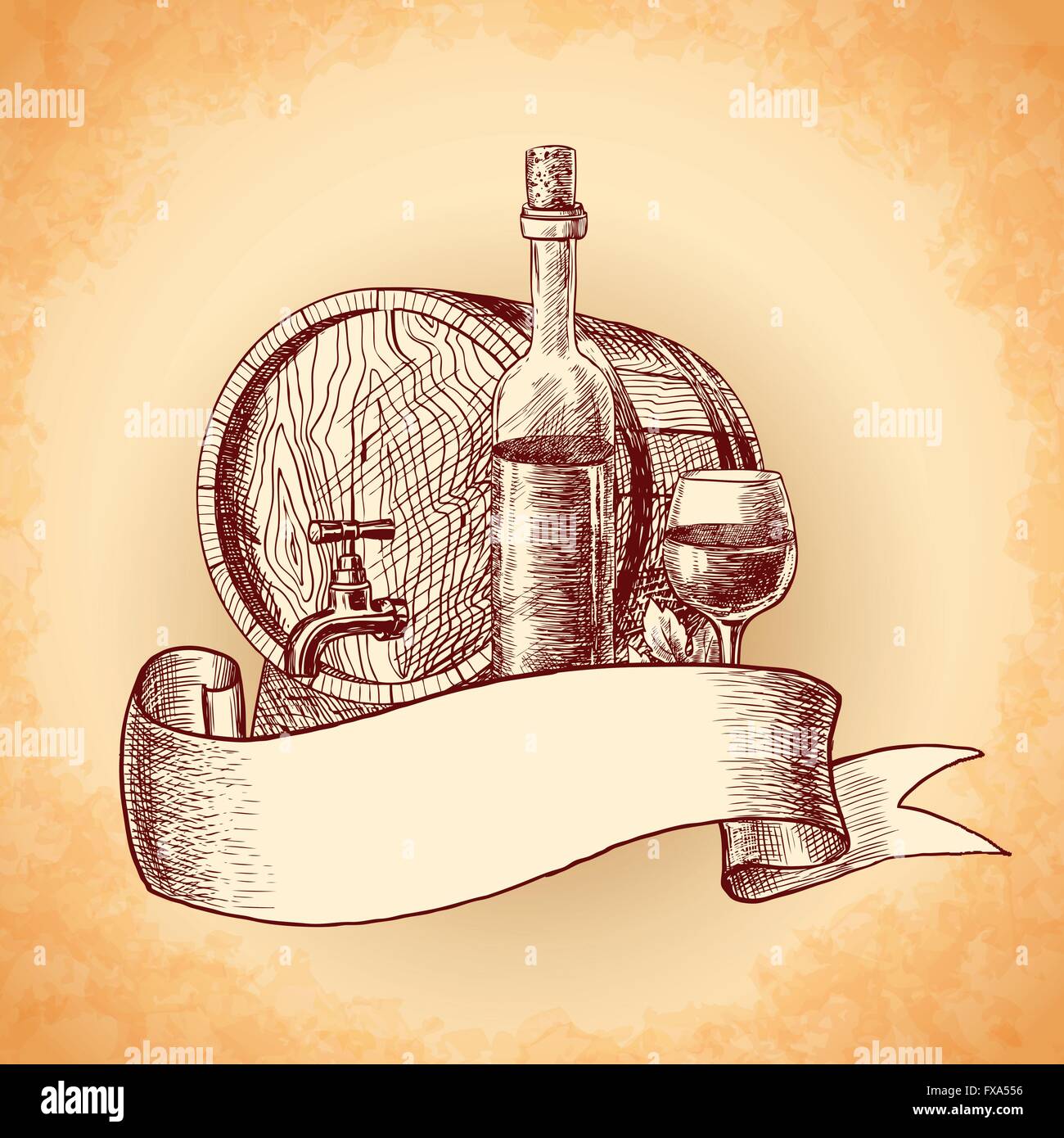 Hand drawn vintage wine Stock Vector Images - Alamy