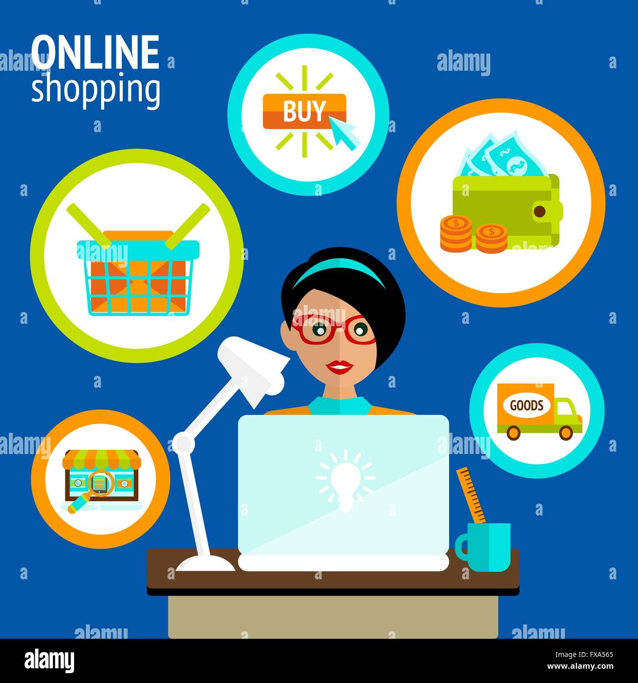 Woman online shopping credit card Stock Vector Images - Alamy