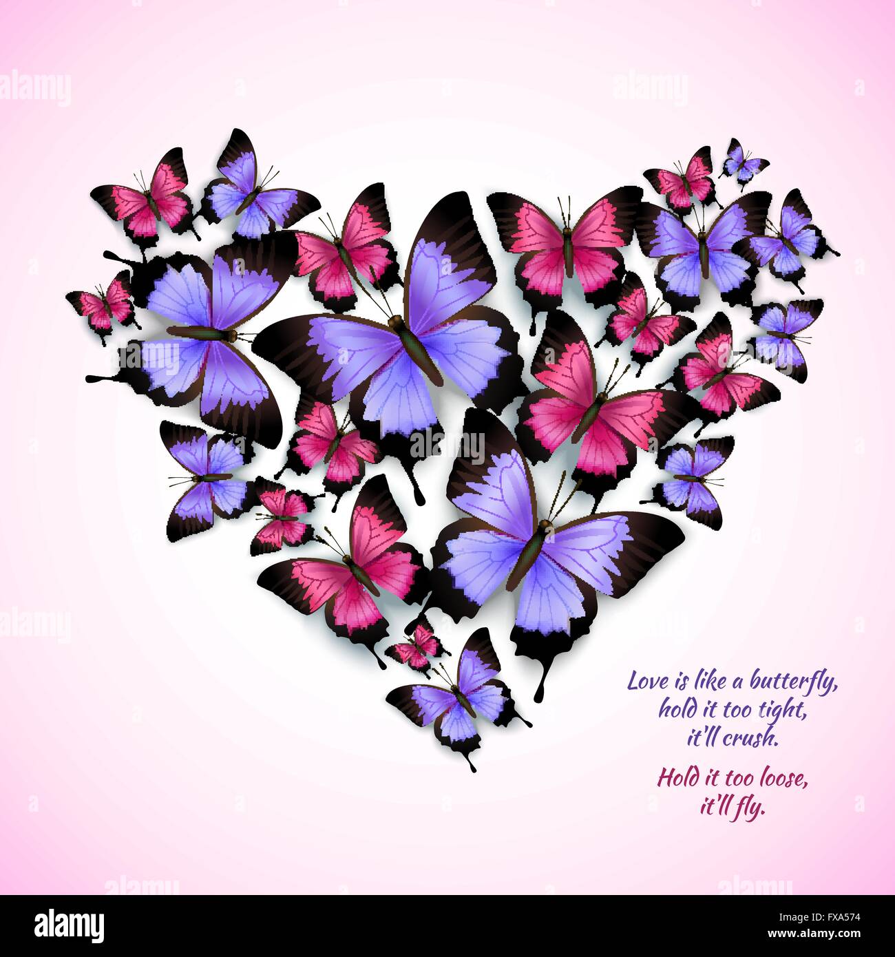 Colorful butterflies heart shape pattern Stock Vector Image & Art - Alamy