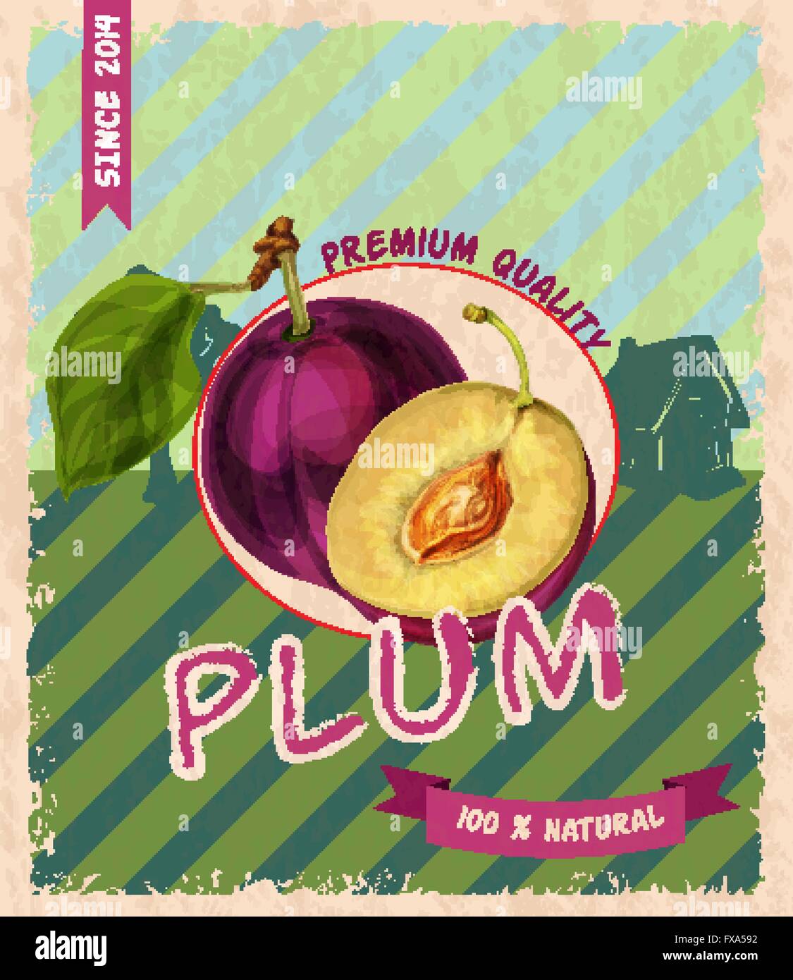 Plum retro poster Stock Vector Image & Art - Alamy