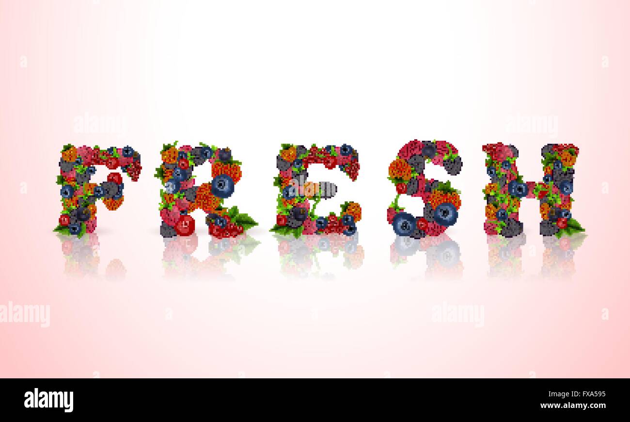 Berries fresh word Stock Vector Image & Art - Alamy