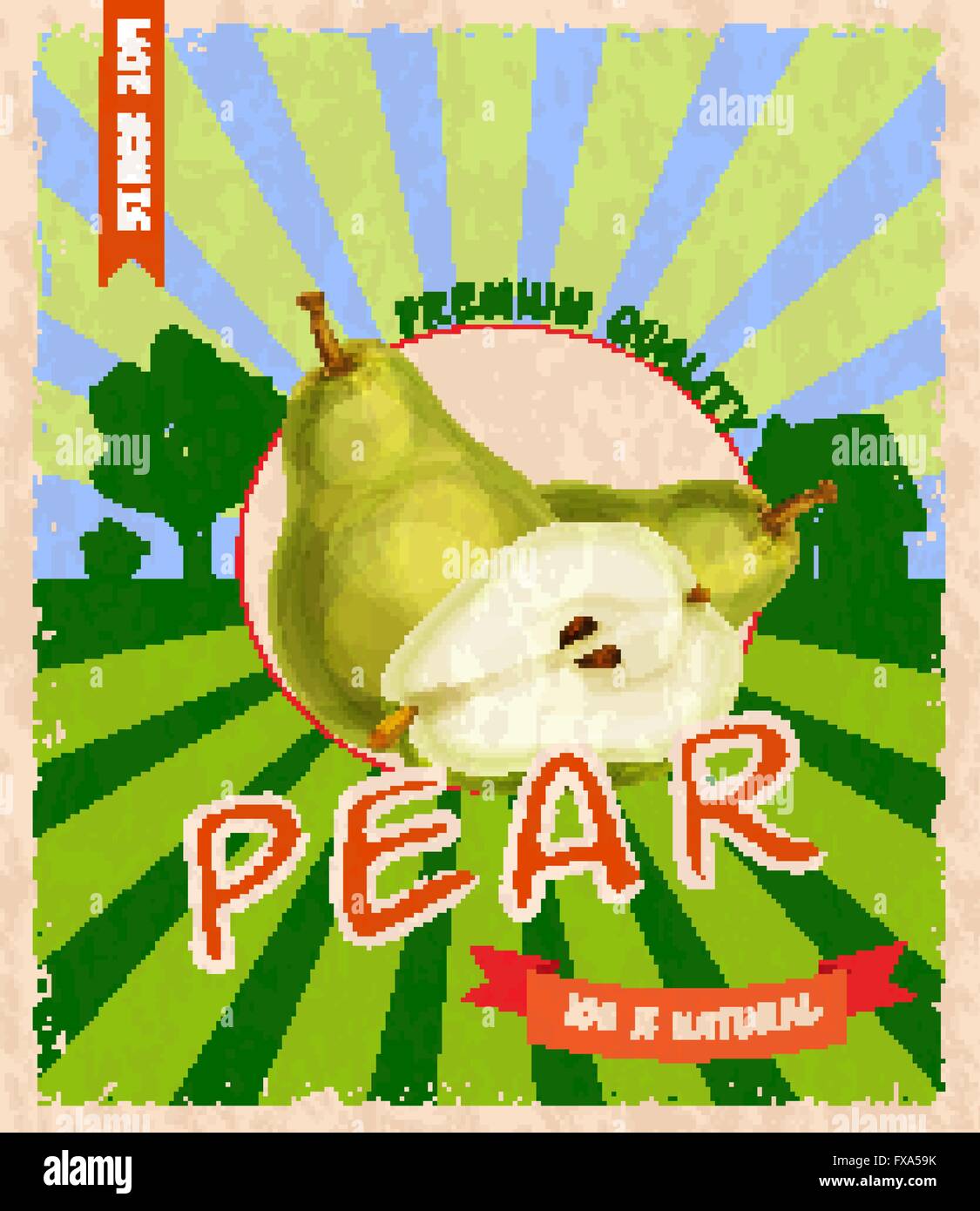 Pear retro poster Stock Vector Image & Art - Alamy