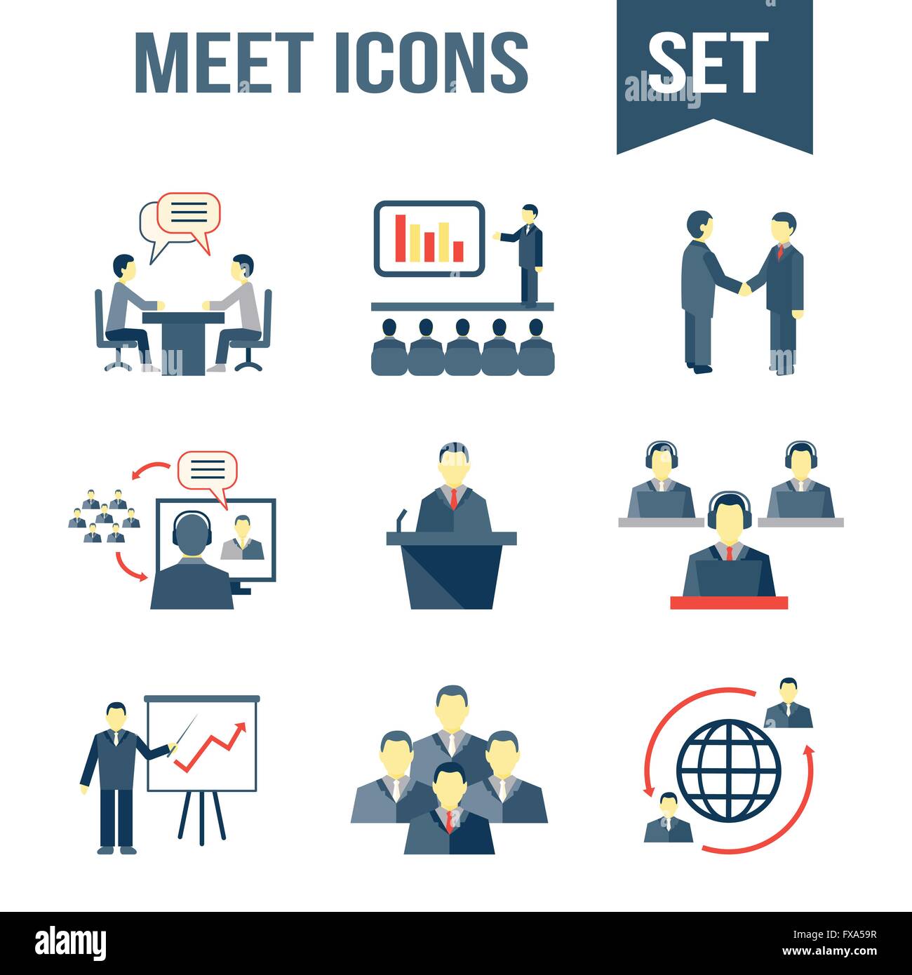 Meet business partners icons set Stock Vector Image & Art - Alamy