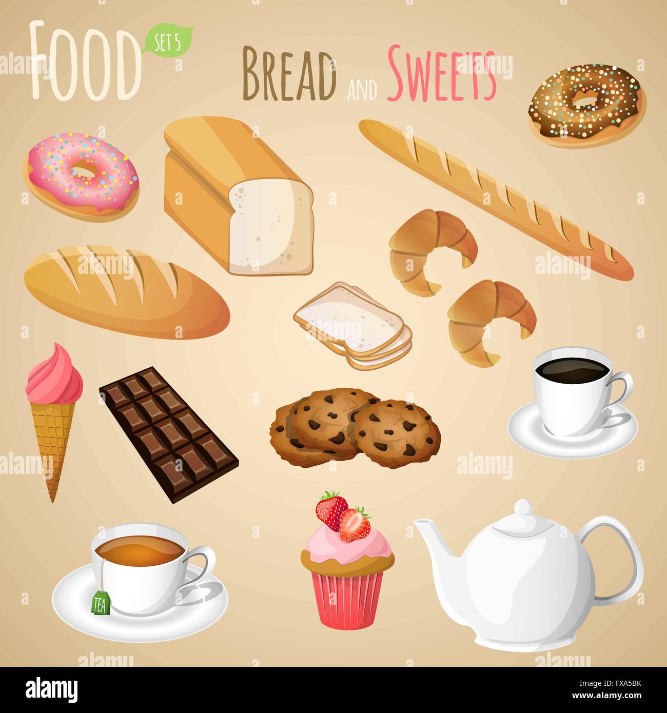 Bread and sweets set Stock Vector Image & Art - Alamy