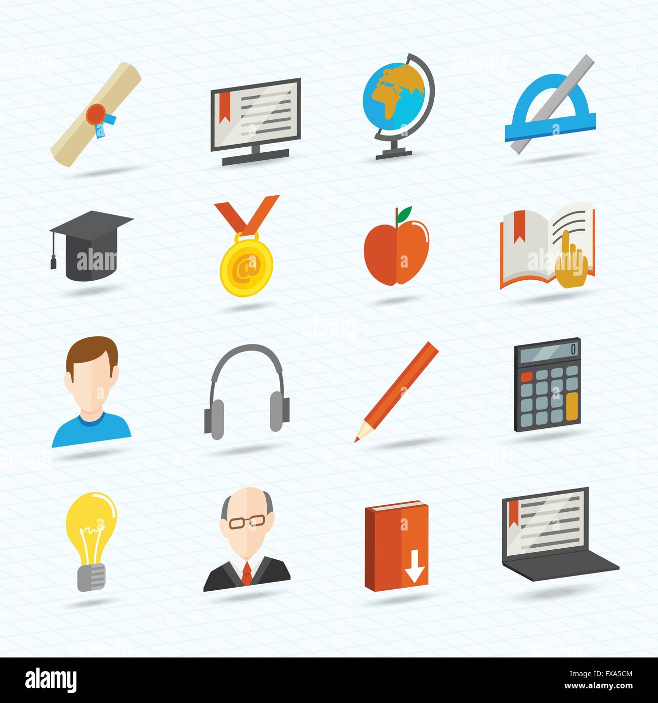 E-learning Flat Icons Stock Vector Image & Art - Alamy