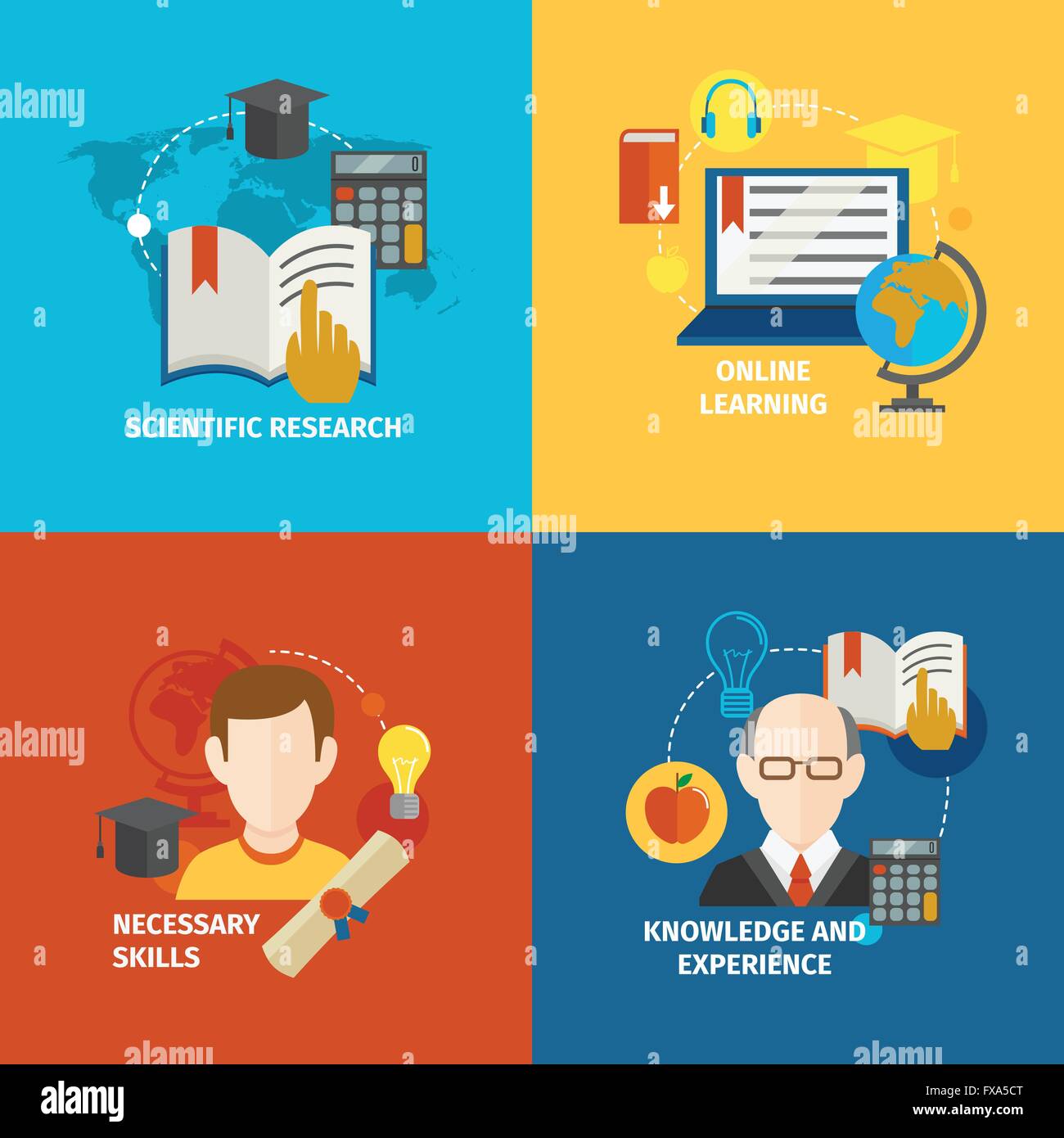 E-learning flat icon set Stock Vector Image & Art - Alamy