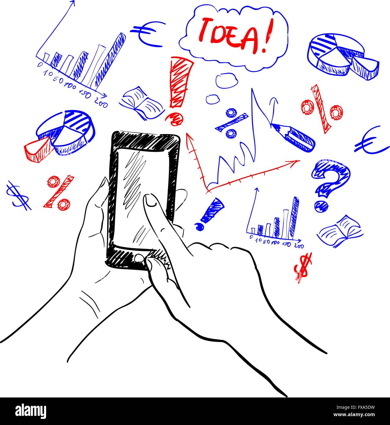 Hands touchscreen sketch business Stock Vector Image & Art - Alamy