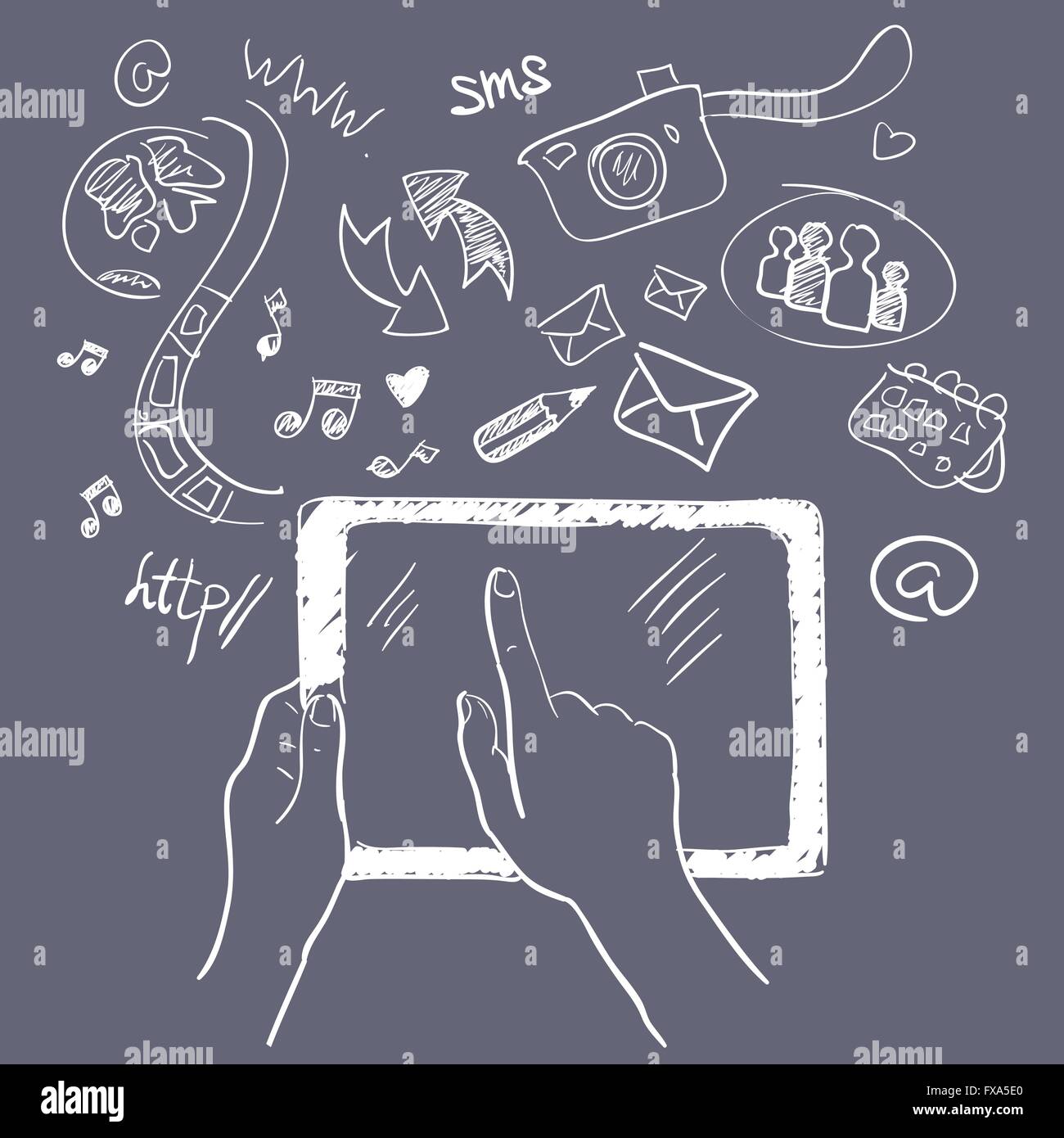 Hand touchscreen sketch play Stock Vector Image & Art - Alamy