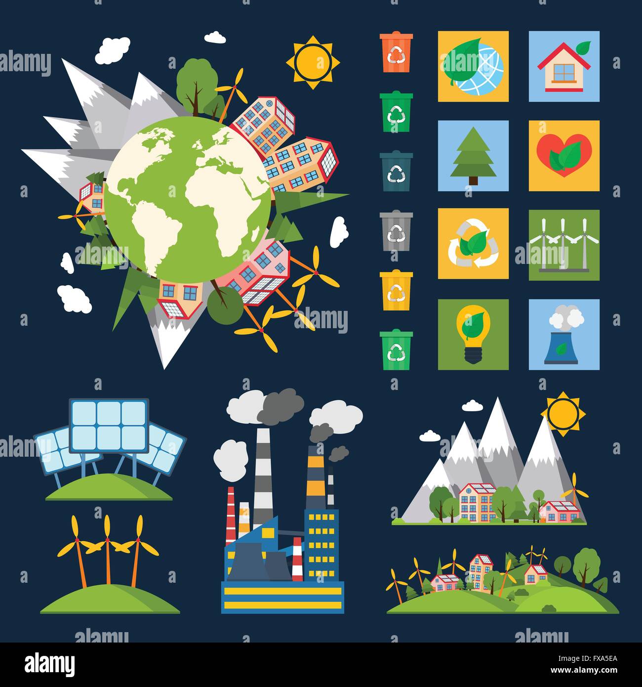 Ecology symbols set Stock Vector Image & Art - Alamy