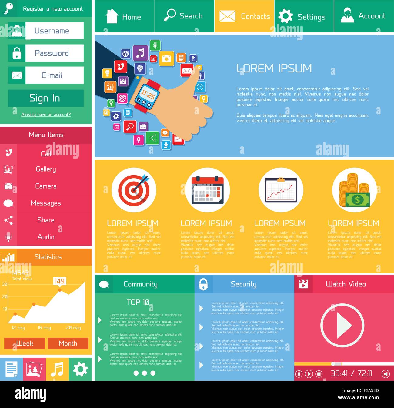 Flat website template Stock Vector Image & Art - Alamy