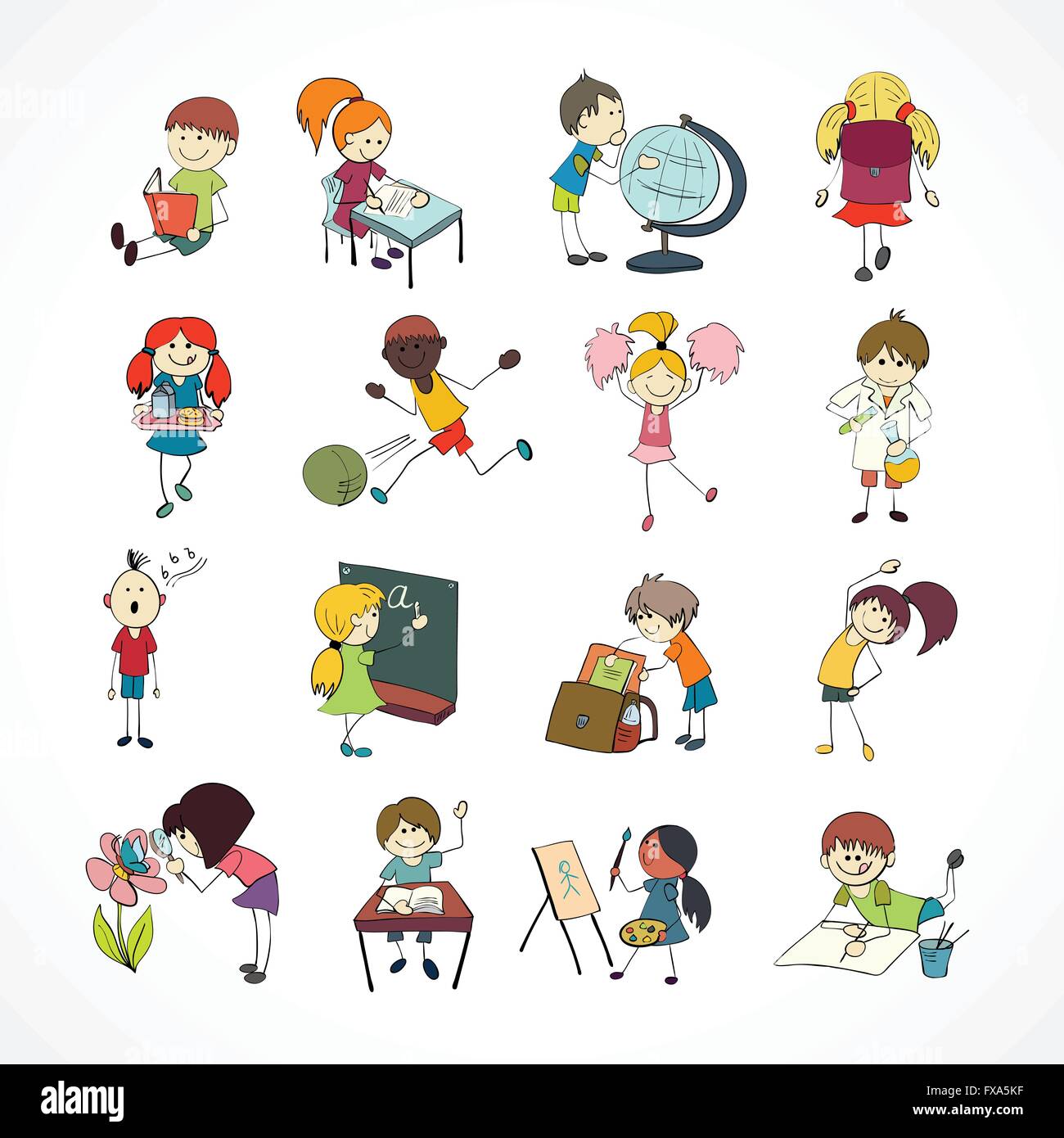 School kids doodle sketch Stock Vector Image & Art - Alamy