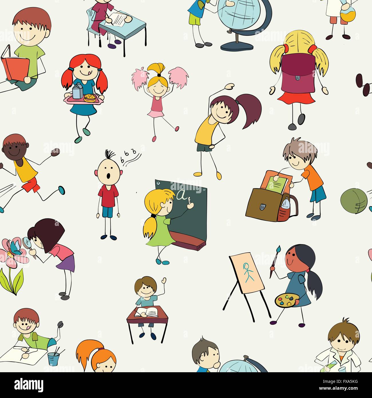School kids doodle seamless pattern Stock Vector Image & Art - Alamy