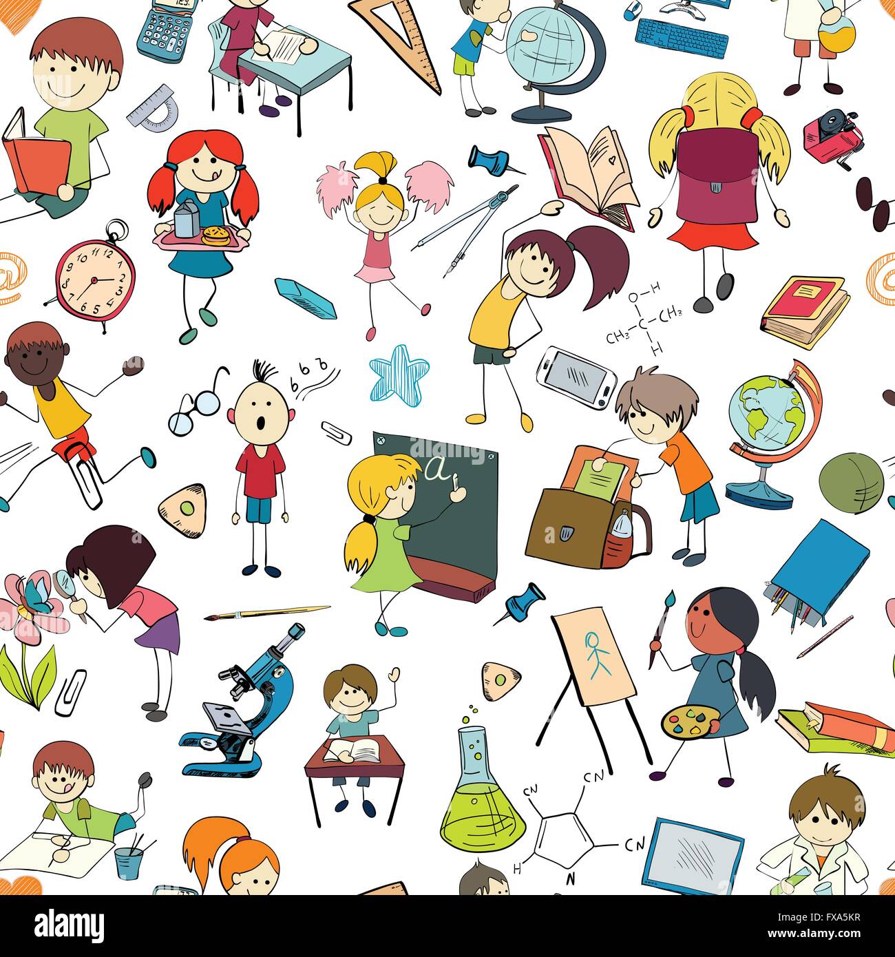Kids school sketch seamless pattern Stock Vector Image & Art - Alamy
