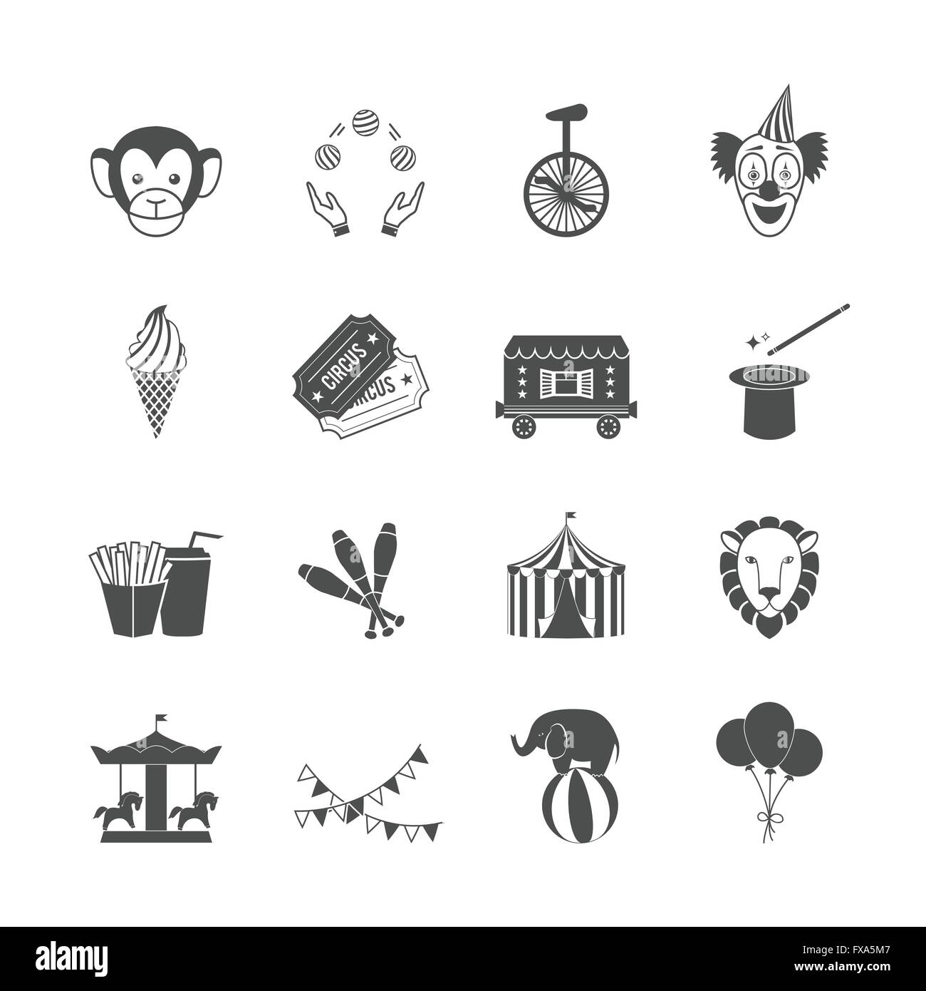 Circus Icons Set Stock Vector Image & Art - Alamy