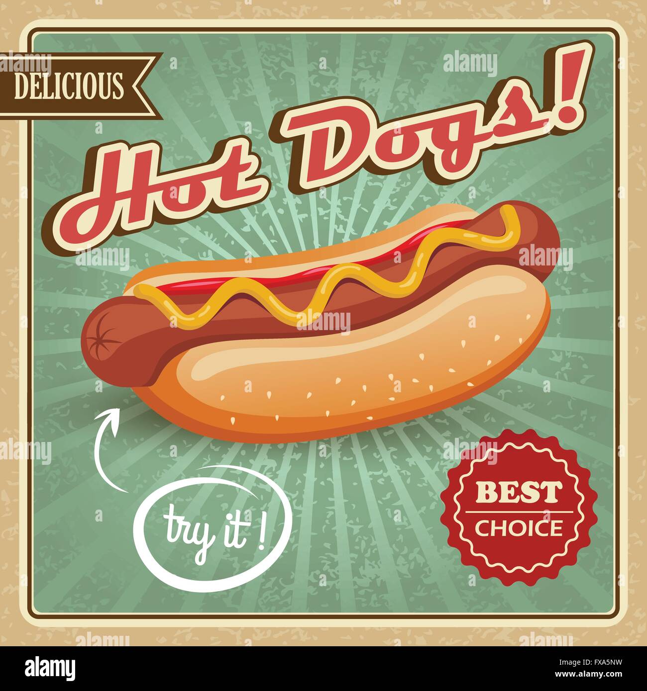 Hot dog poster Stock Vector Image & Art - Alamy