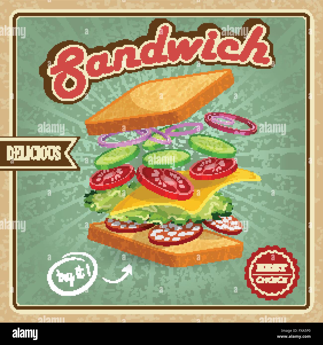 Salami and pepperoni sandwich Stock Vector Images - Alamy