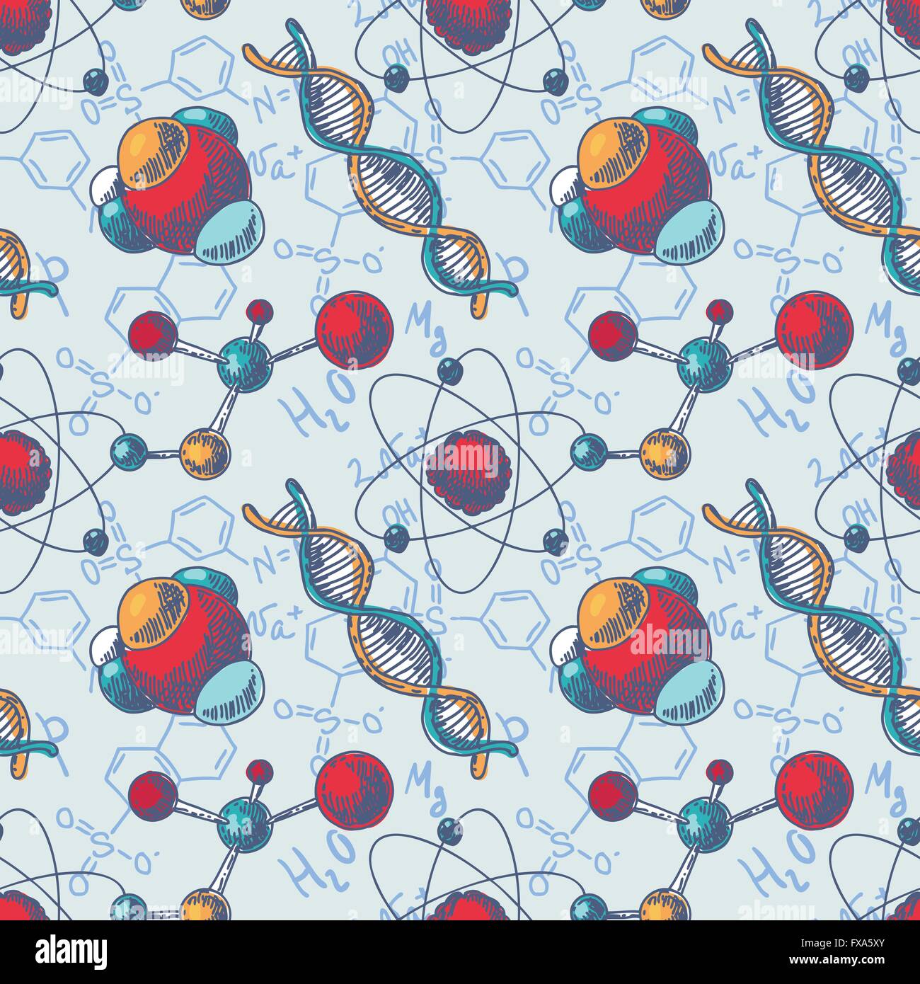 Chemistry Seamless Dna Molecule Pattern Stock Vector Image And Art Alamy