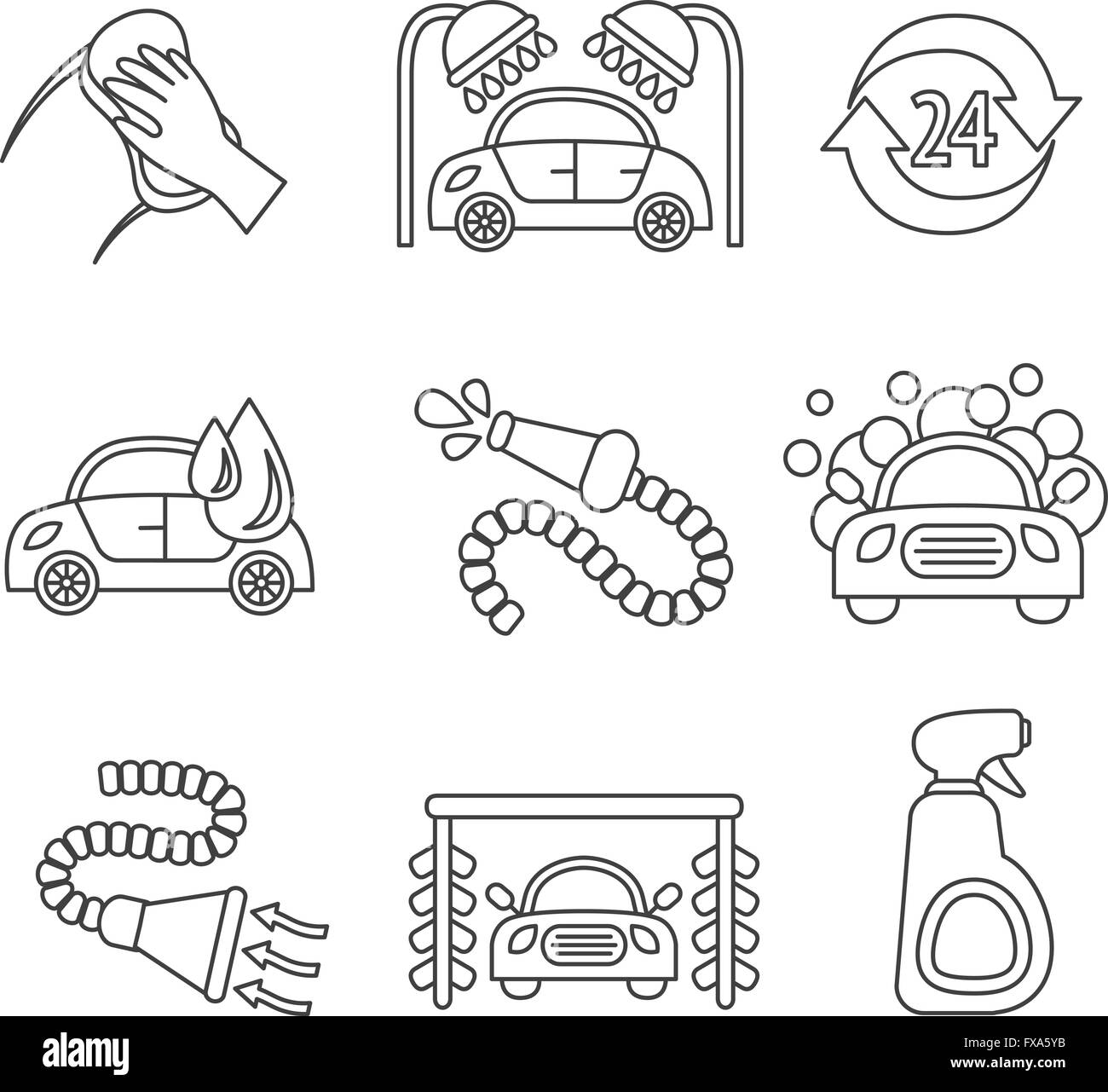 Car wash icons outline Stock Vector Image & Art - Alamy