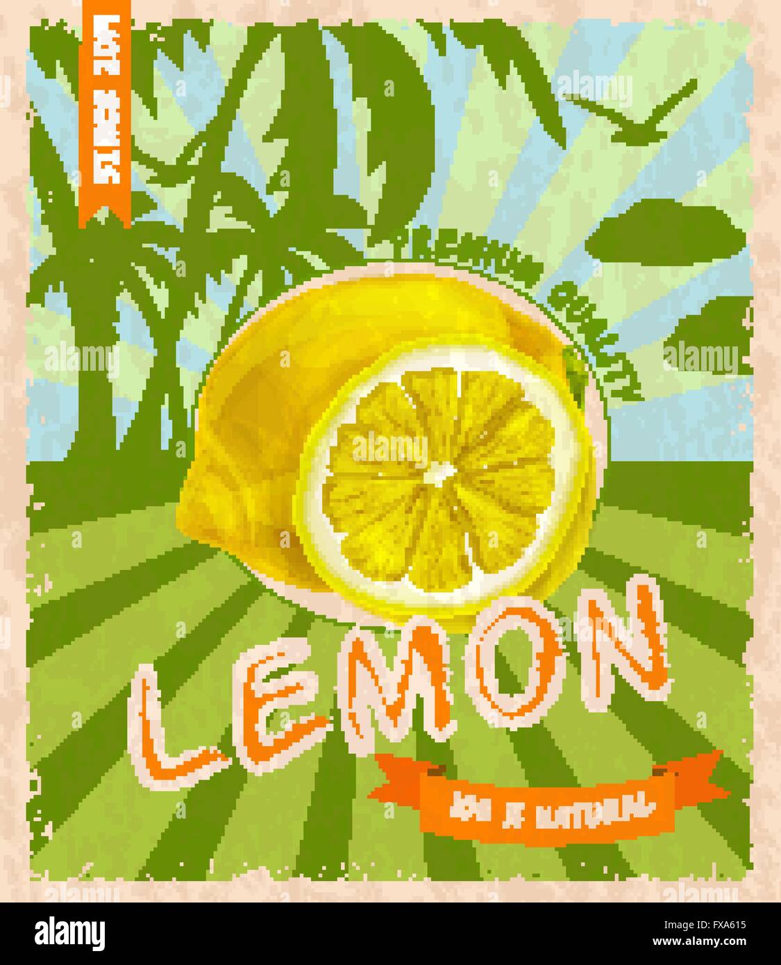 Lemon retro poster Stock Vector Image & Art - Alamy