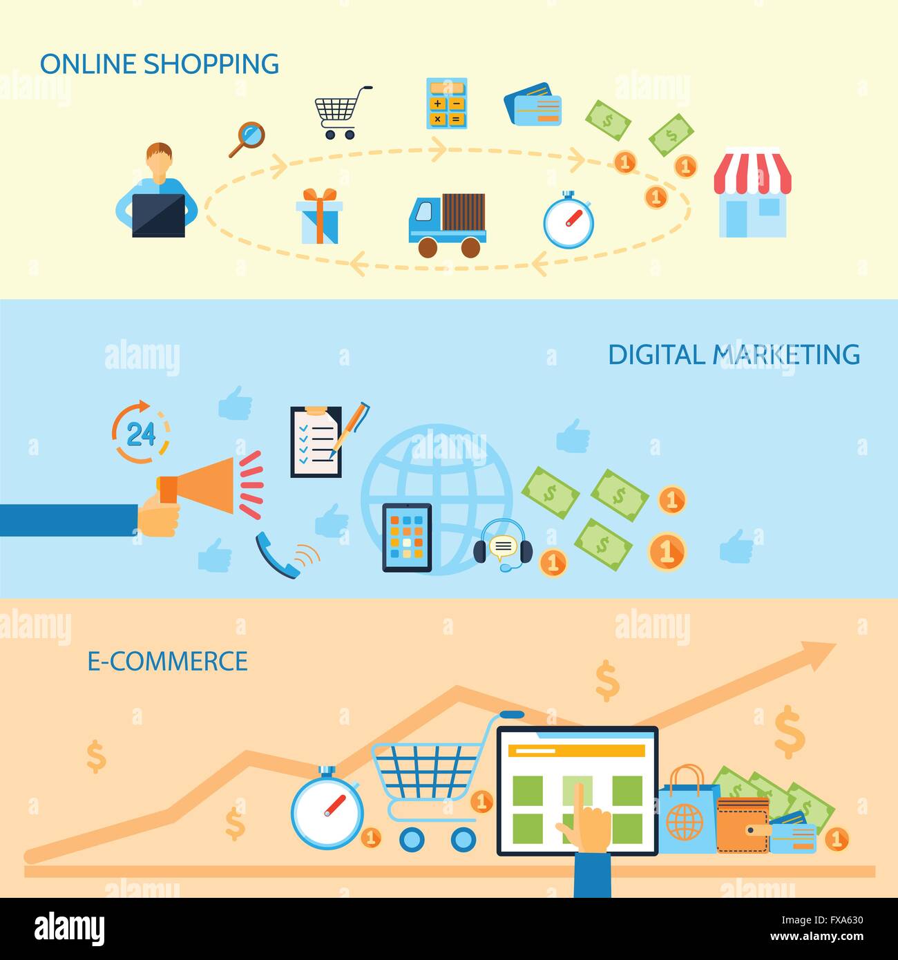 Shopping e-commerce banner Stock Vector Image & Art - Alamy