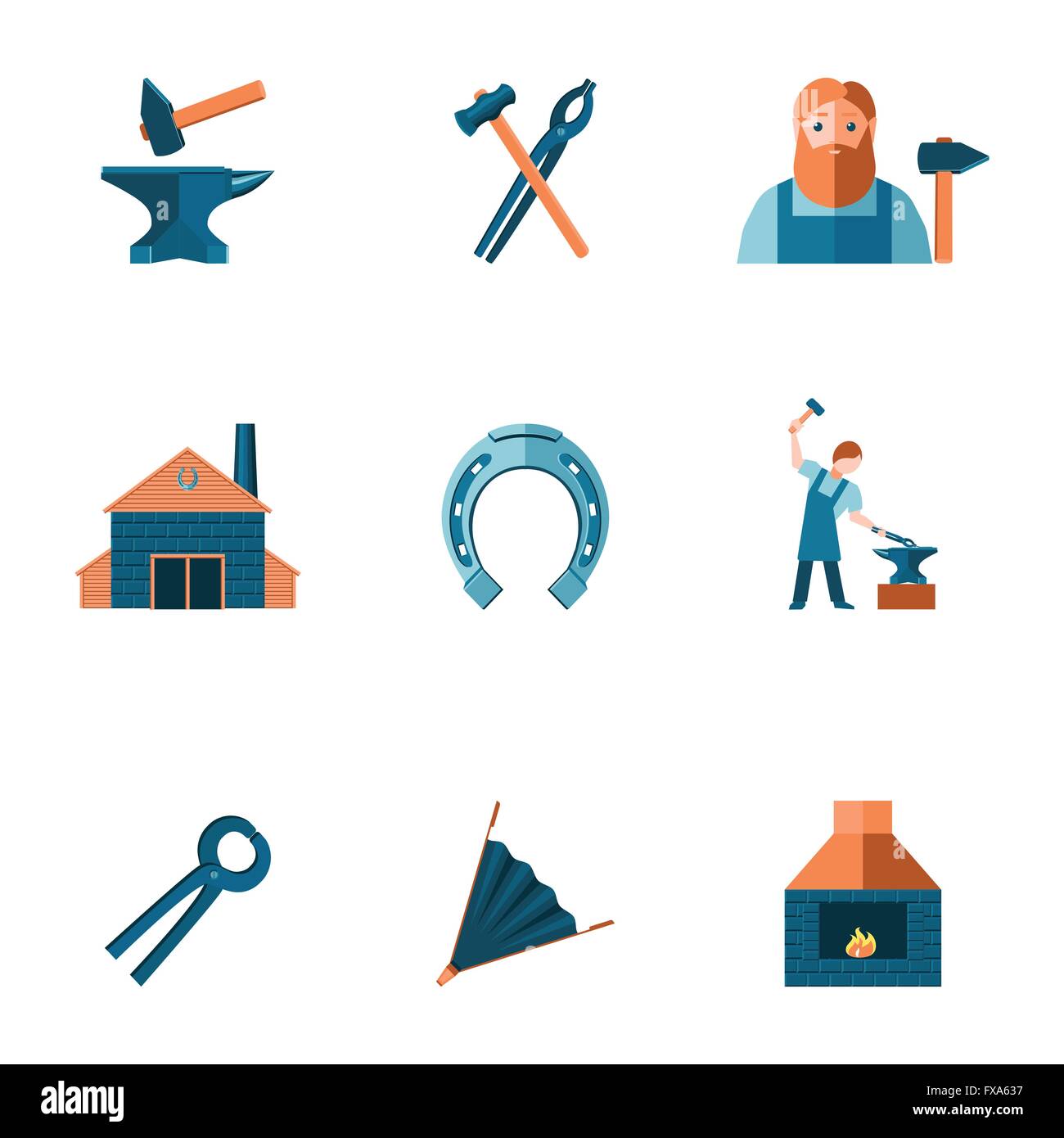 Blacksmith icon set Stock Vector Image & Art - Alamy