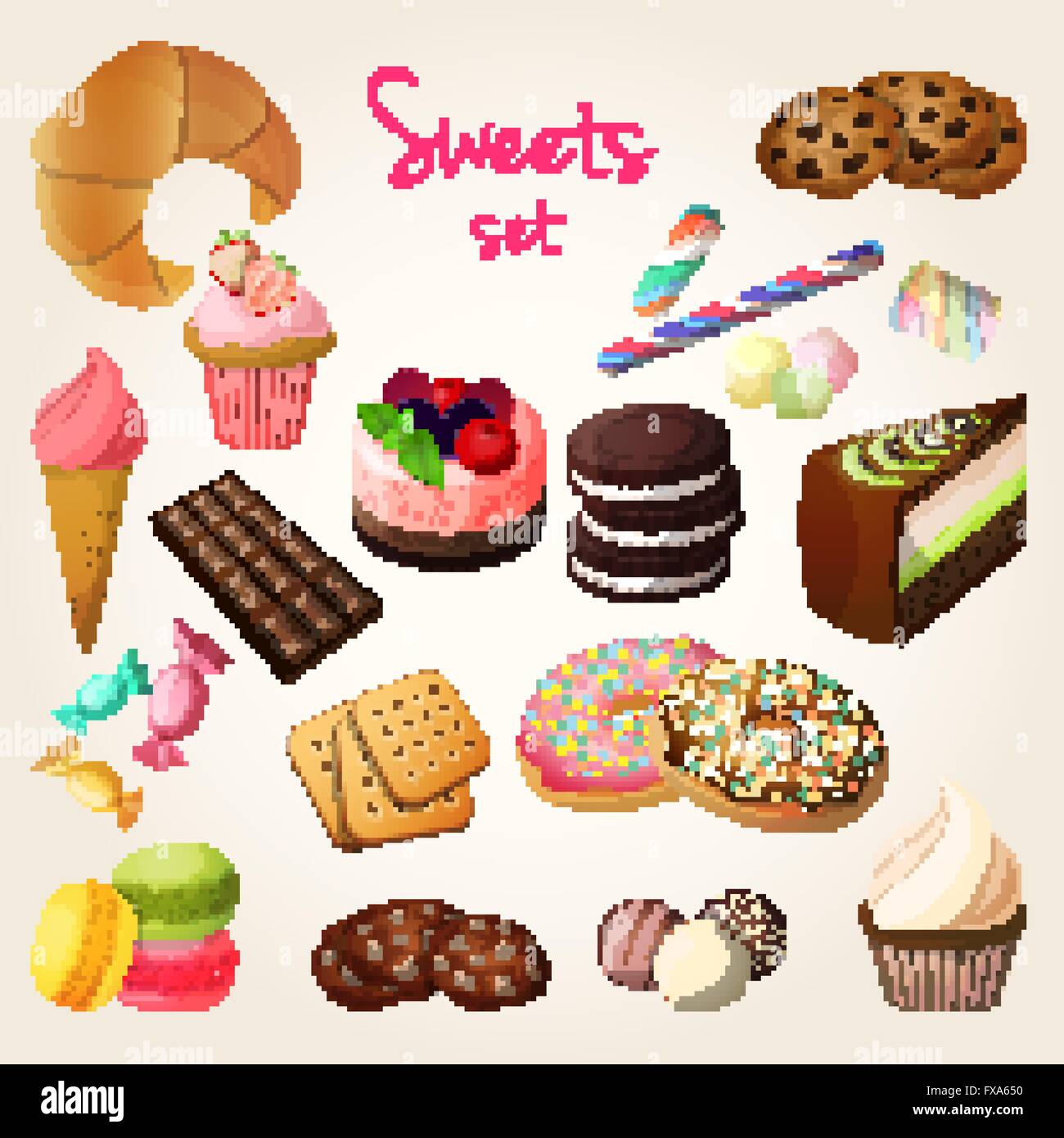Sweets and pastry set Stock Vector Image & Art - Alamy