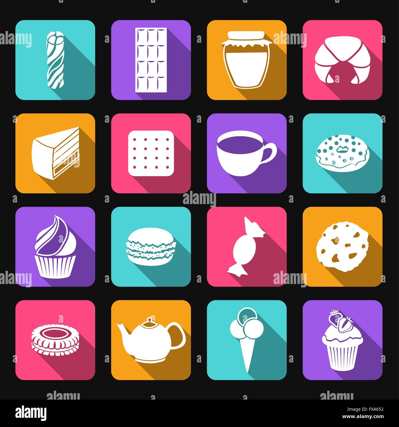 Sweets flat icons set Stock Vector Image & Art - Alamy
