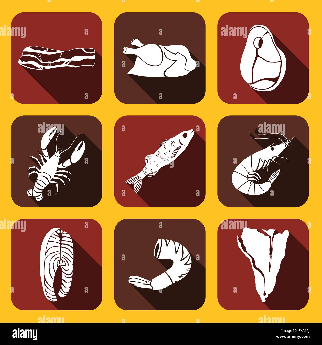 Meat seafood steak lobster symbol Stock Vector Images - Alamy