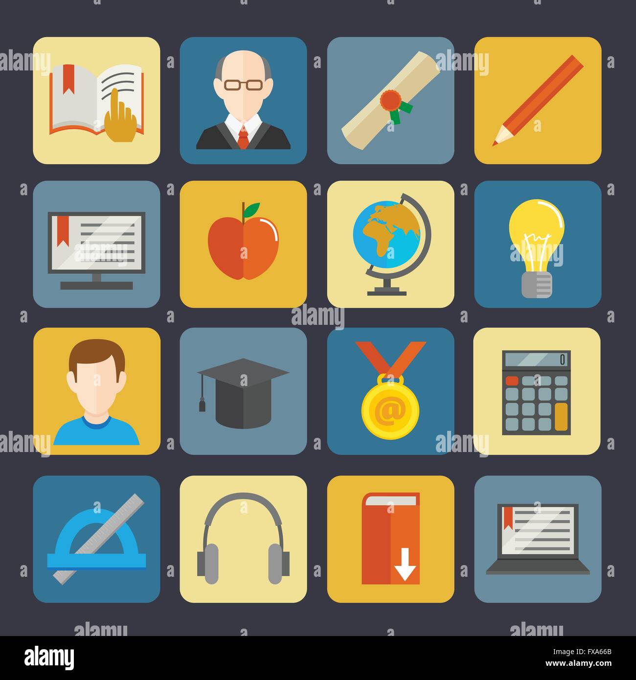 E-learning Buttons Set Stock Vector Image & Art - Alamy