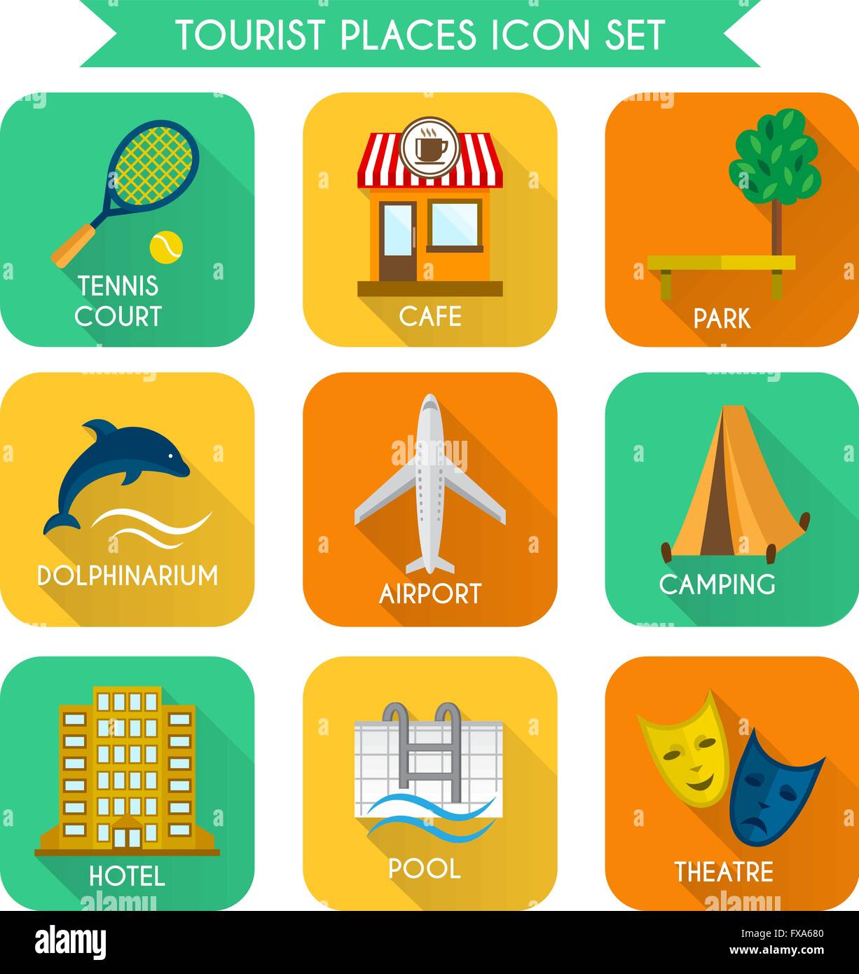 Tourist Places Icon Set Stock Vector Image & Art - Alamy