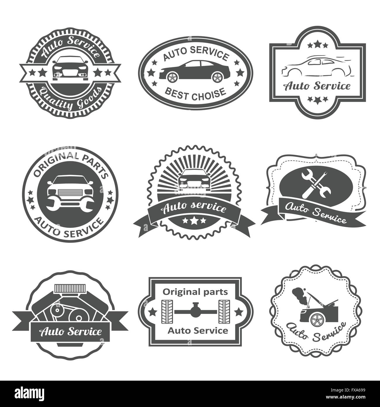 Auto service labels Stock Vector Image & Art - Alamy