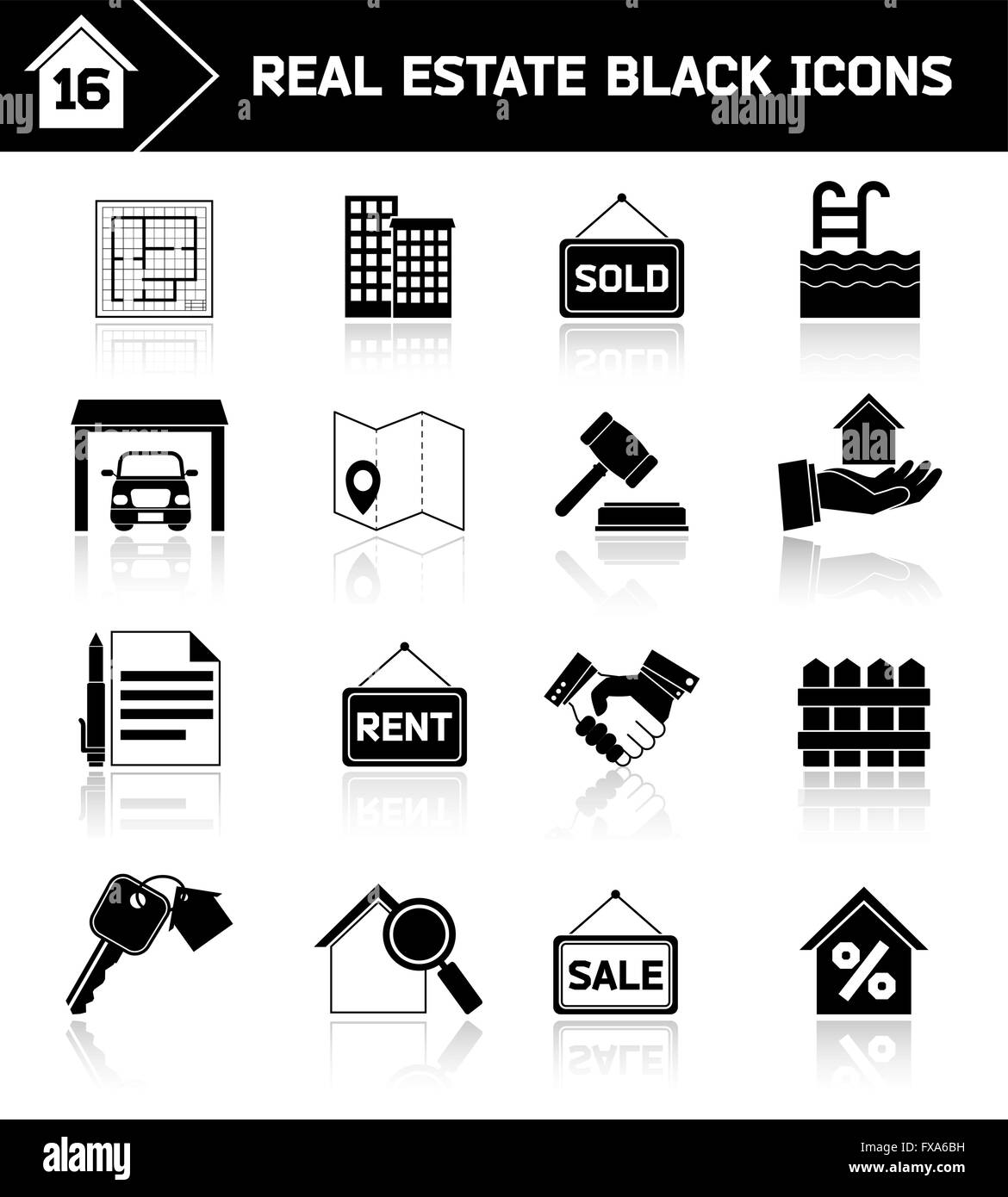 Real estate icons black Stock Vector Image & Art - Alamy