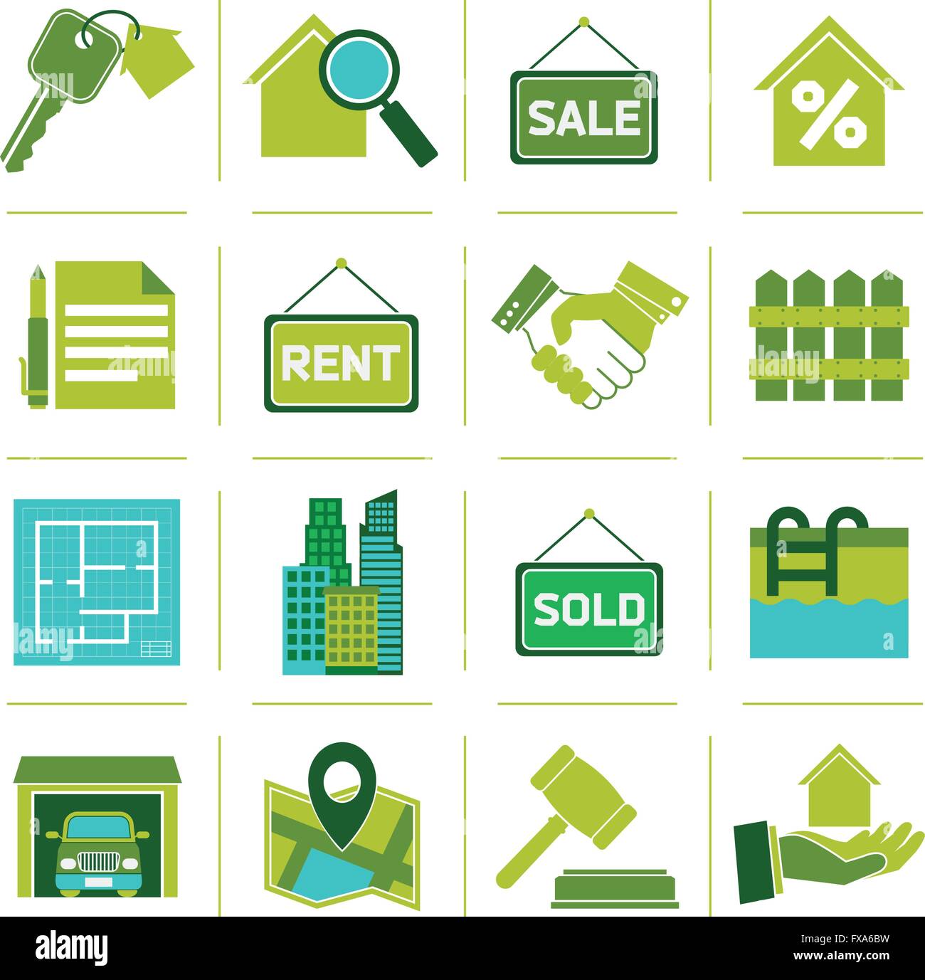 Real Estate Icons Green Stock Vector Image & Art - Alamy