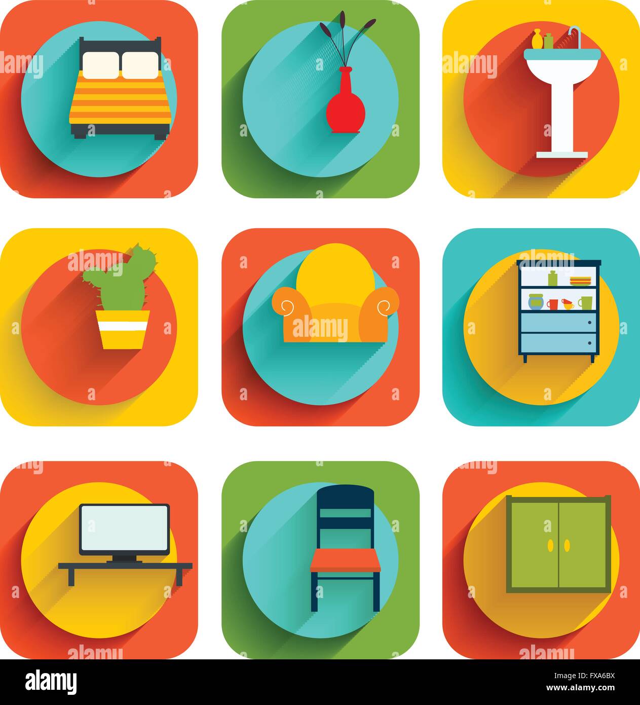 House Interior Furniture Icons Stock Vector Image & Art - Alamy
