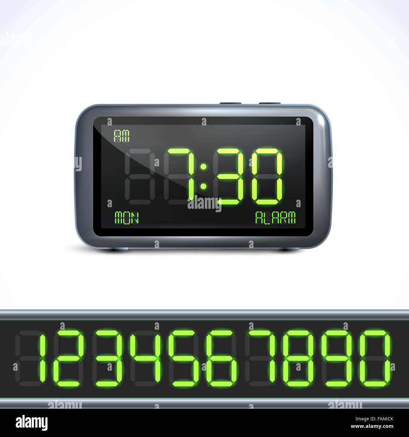 Digital alarm clock numbers Stock Vector Image & Art - Alamy